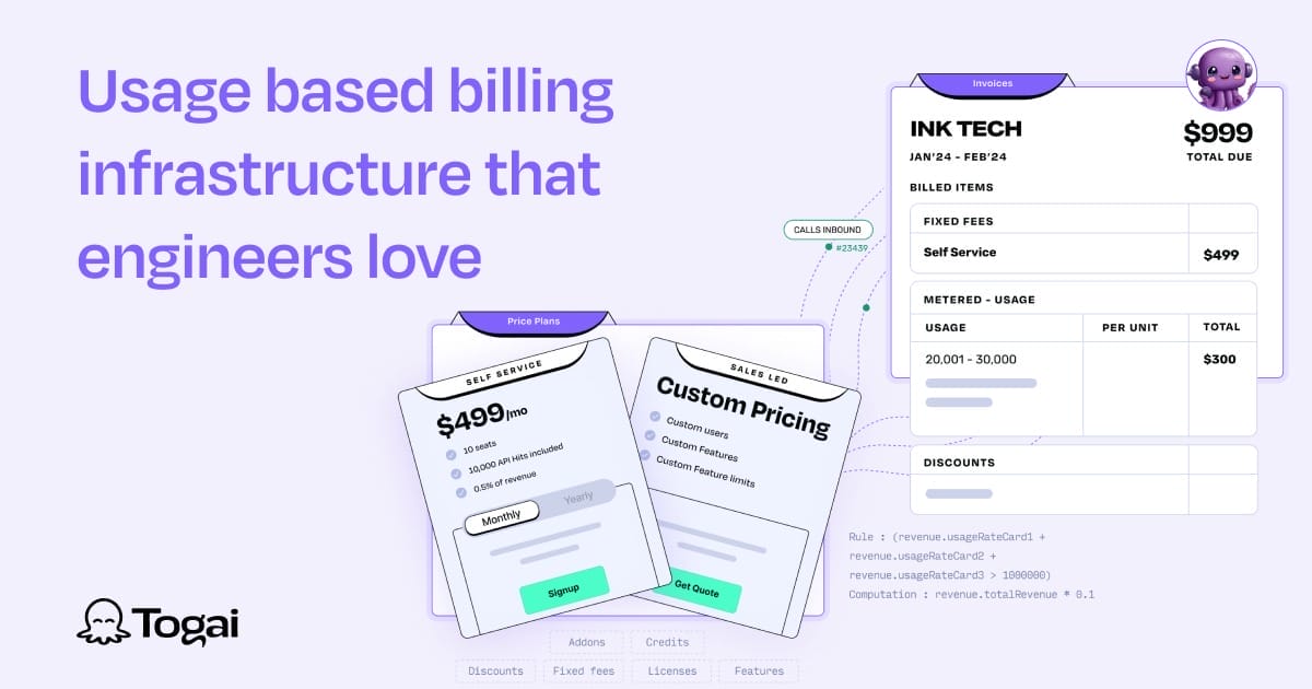 Billing Infrastructure For Usage Based Pricing - Togai